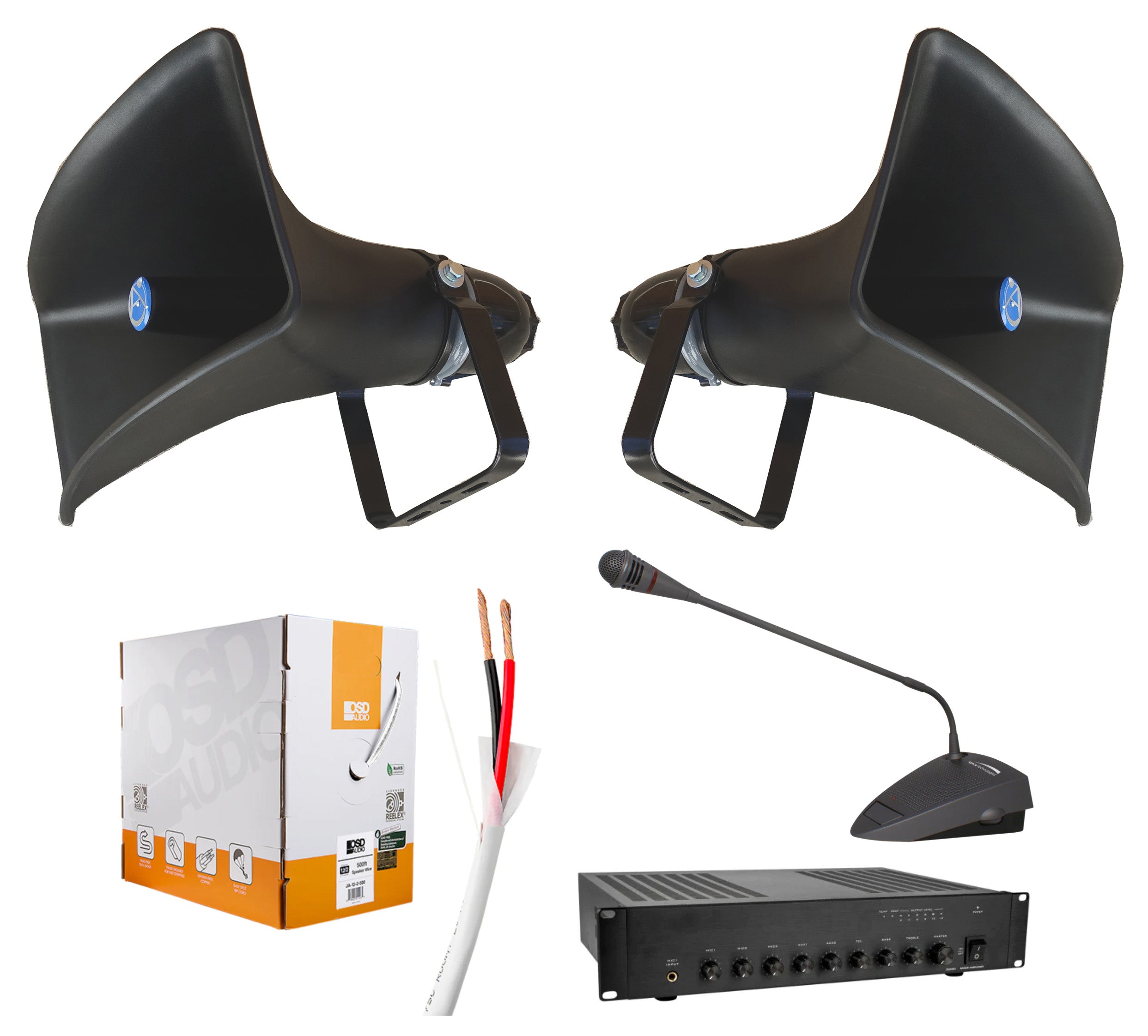 Horn Speaker System PA Kit Warehouse Construction Yard Work Shops Page