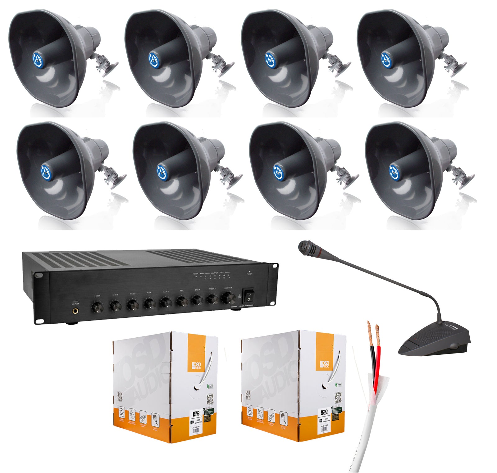 Large Area Public Address System with Eight Atlas Horn Speakers for di