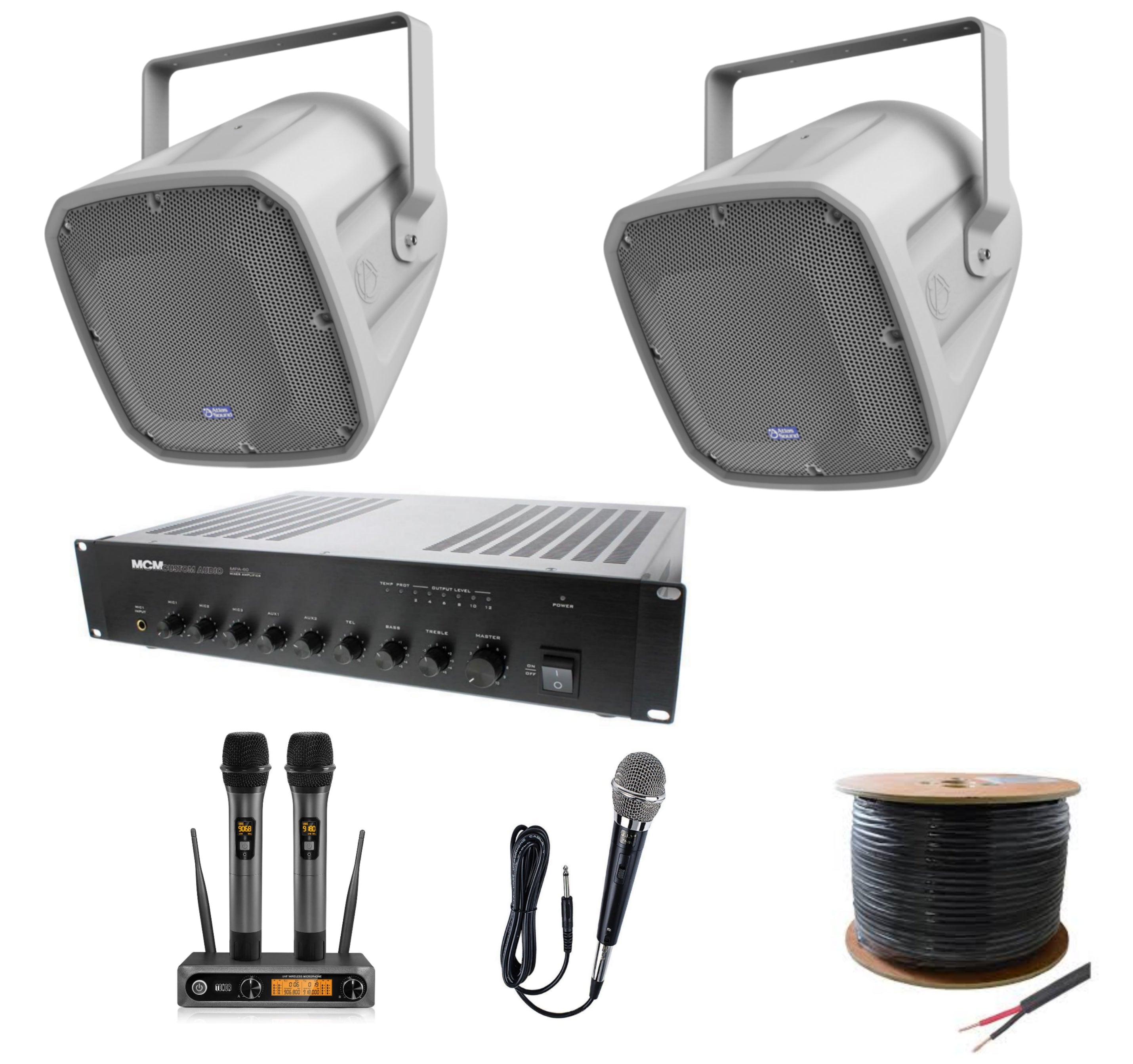 High End Stadium-Quality PA Kit - 2 Speakers Football Baseball Soccer