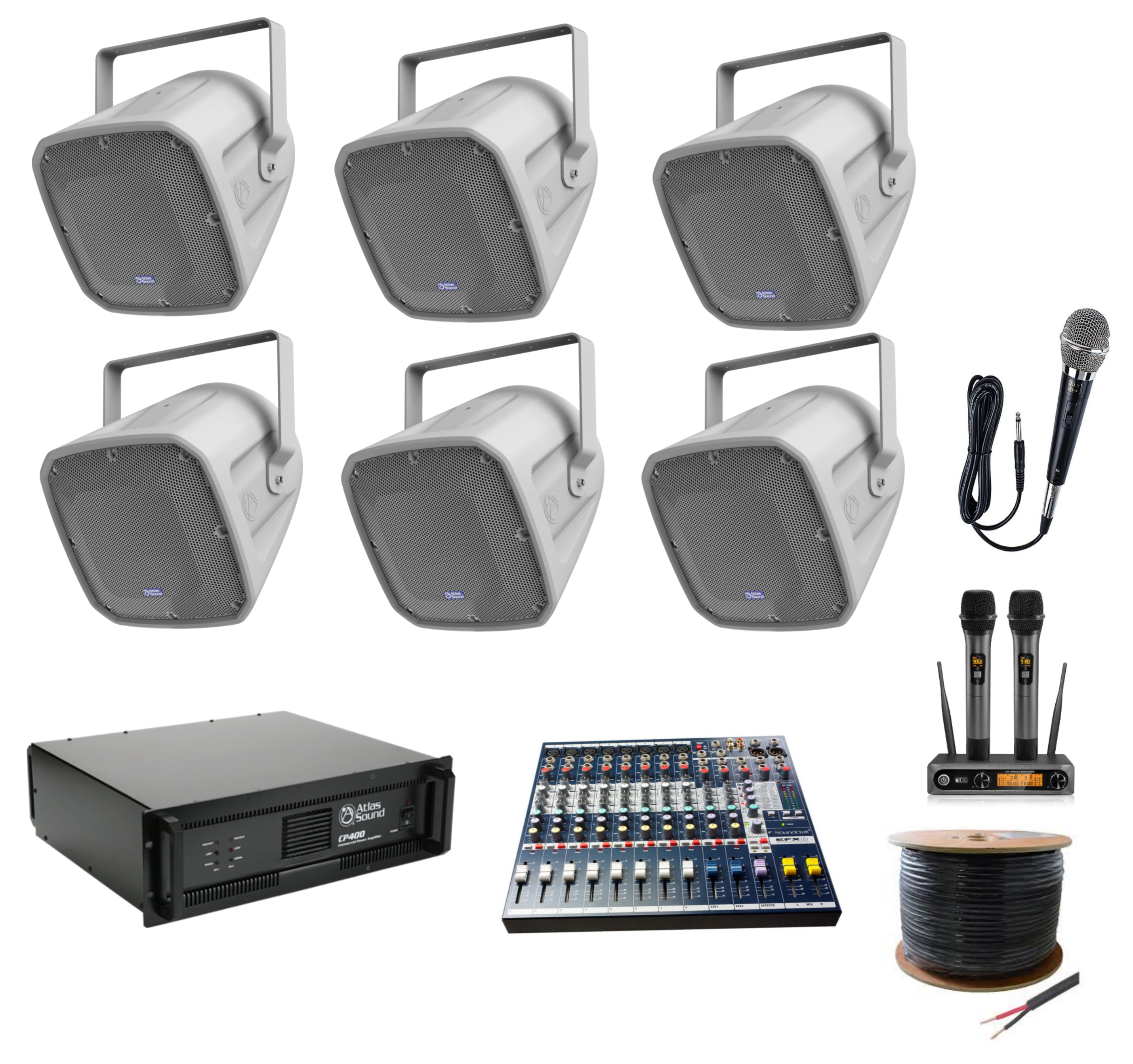 High End Stadium-Quality PA Kit 6 Speakers Fitness Centers Basketball