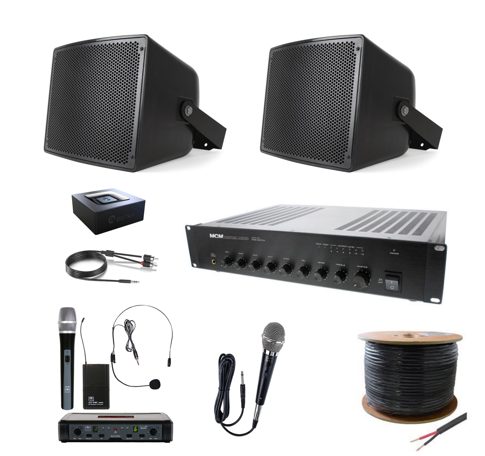 Outdoor PA Public Address Sound System Kits Weatherproof Speakers Horn
